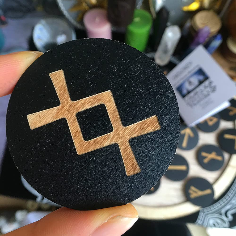 Buy OKDOKEY Wood Viking Runes Set Engraved Gypsy Symbol for Meditation ...
