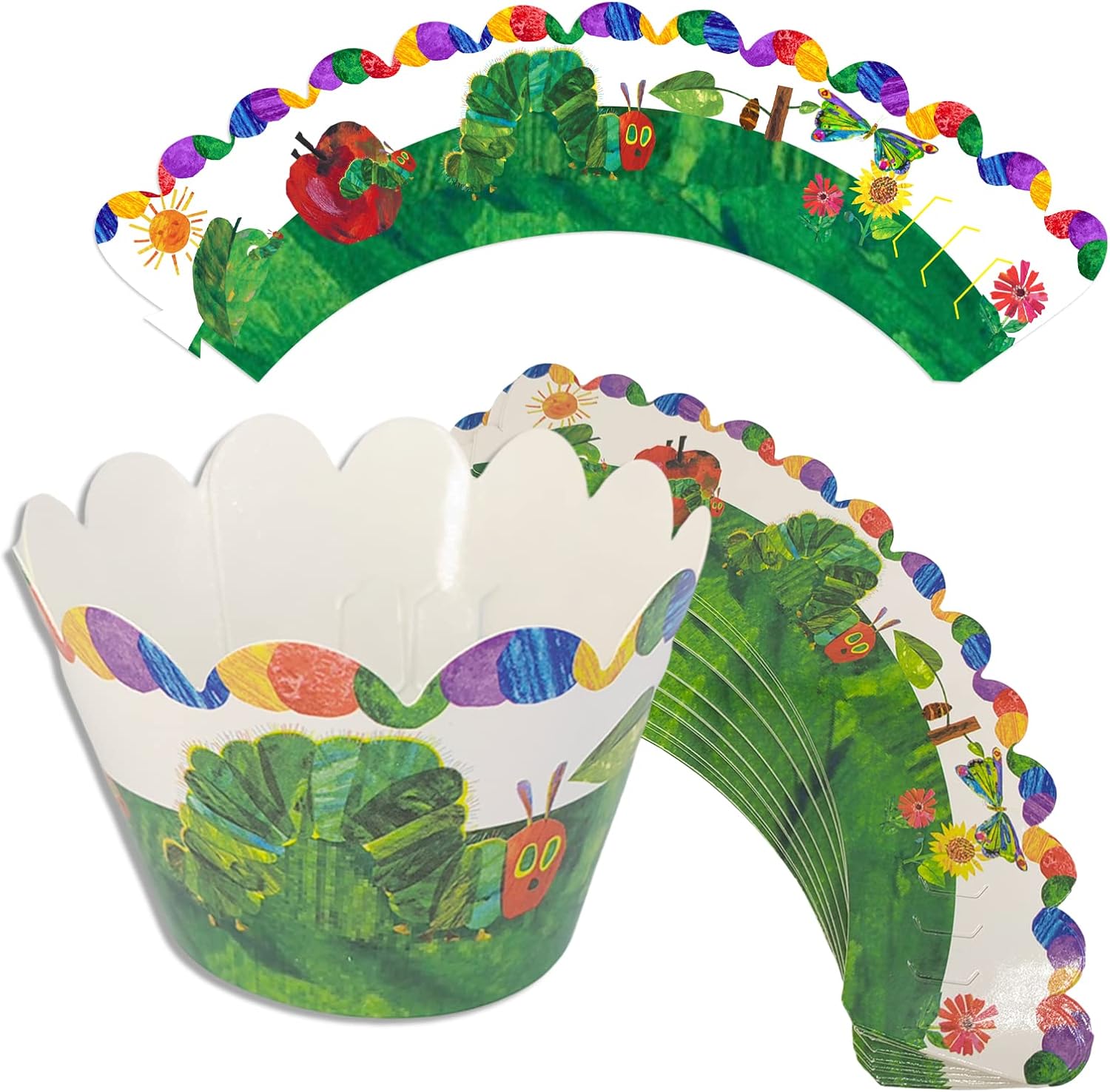 Amazon.com: 24pcs Cupcake Wrappers Pick for Green Glitter Very Hungry ...