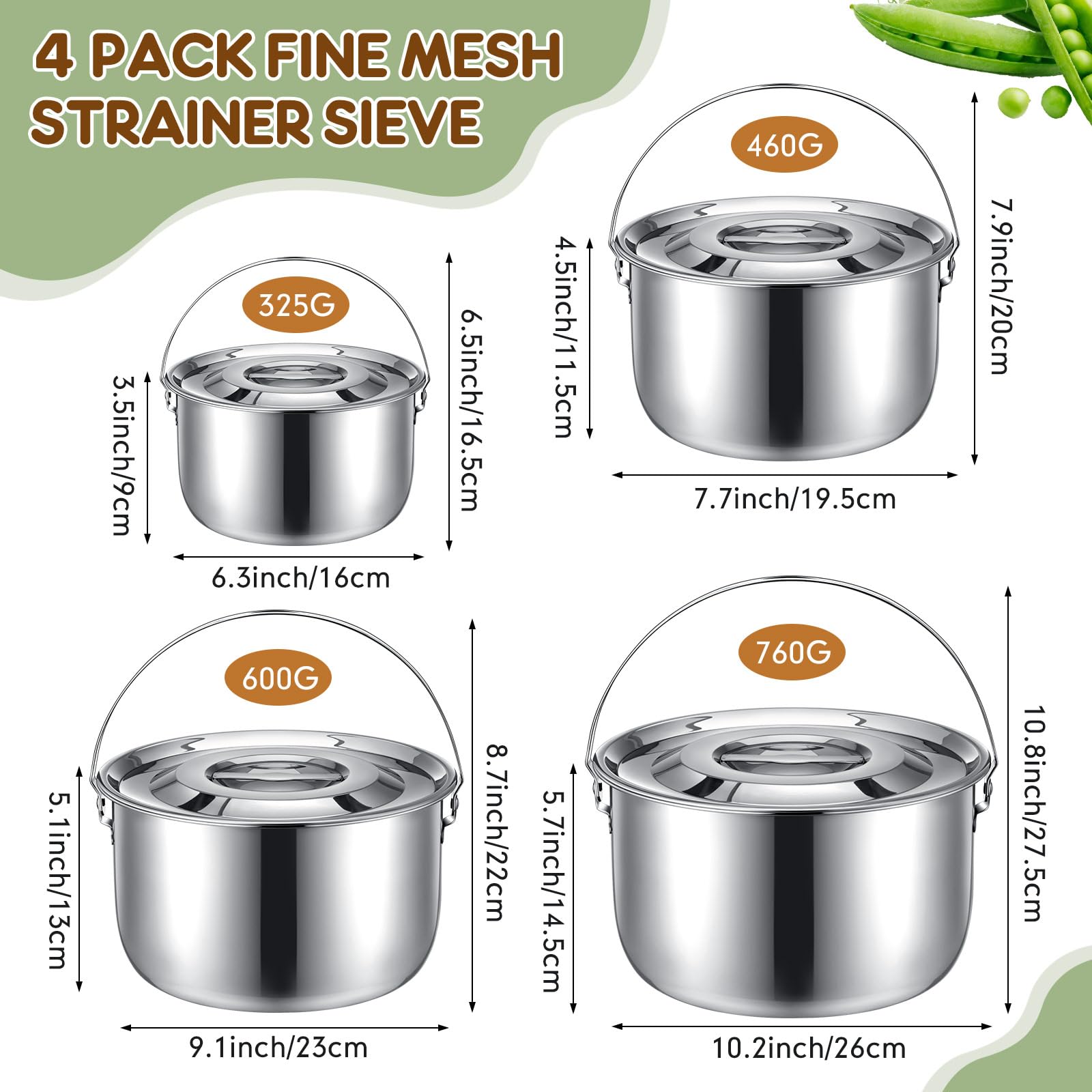 Nuogo 4 Piece Camping Cookware Set 304 Stainless Steel Campfire Pots ...