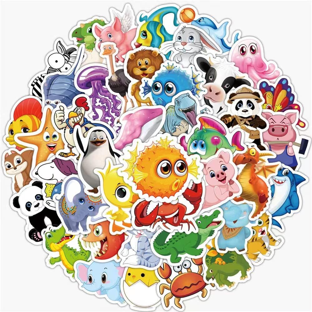 Amazon.com: 100Pcs Cute Animal Stickers, Water Bottle Stickers for Kids ...