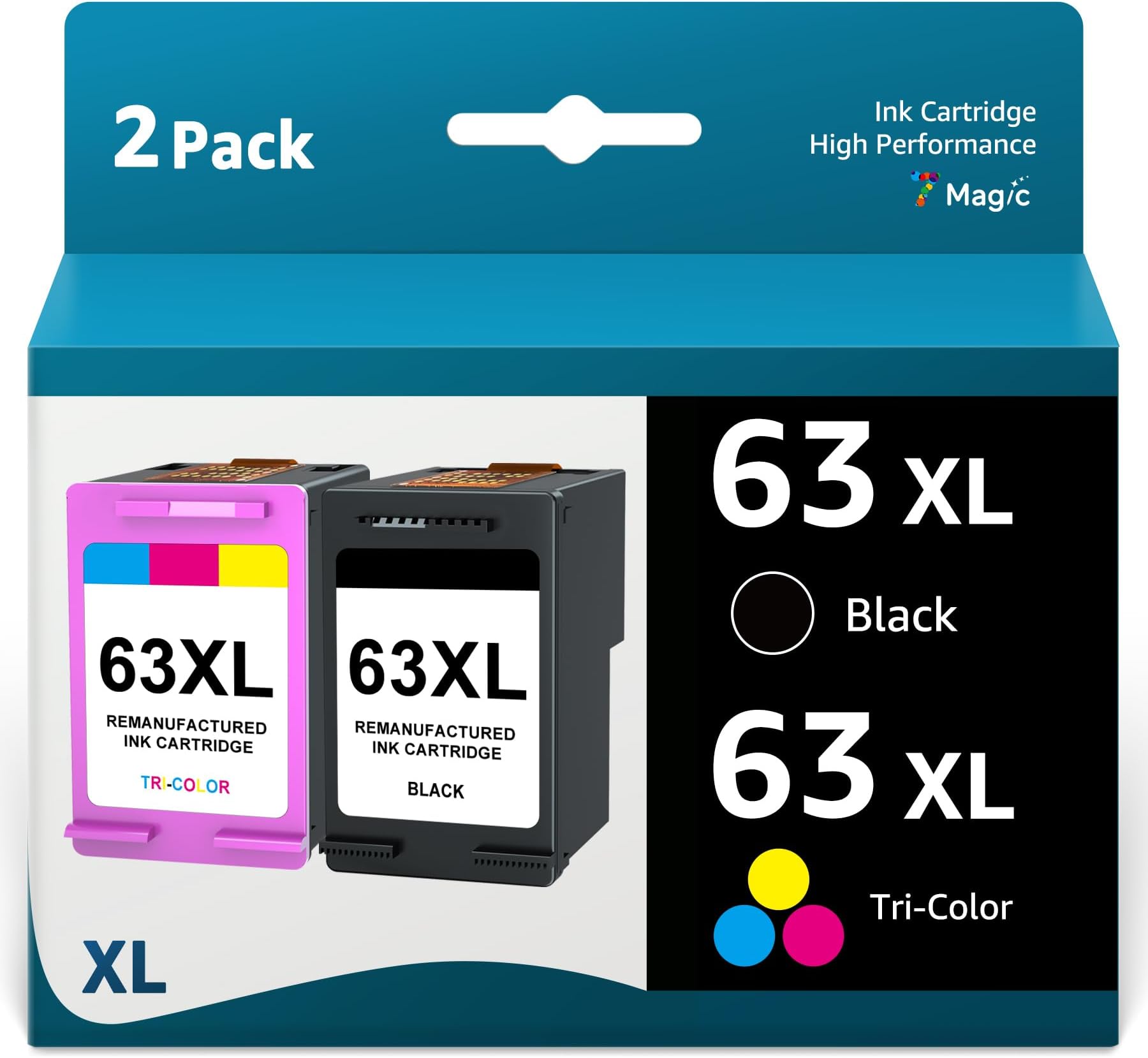 Amazon.com: 63xl Black and Color Ink Cartridge Combo Pack Replacement ...