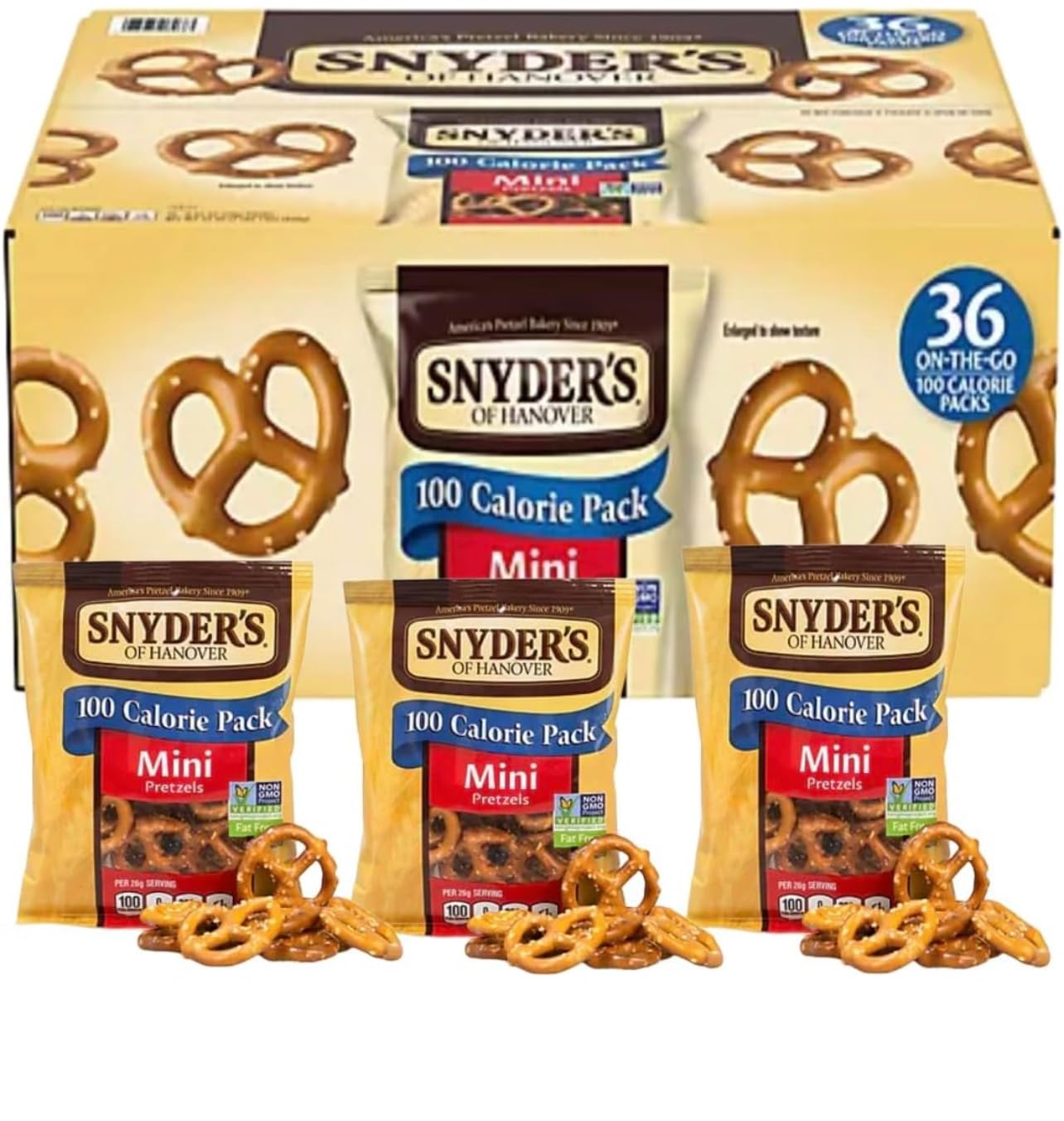 Amazon.com: Snyderrs Mini Pretzels, 100 Calorie Individual Packs, 0.9 ...