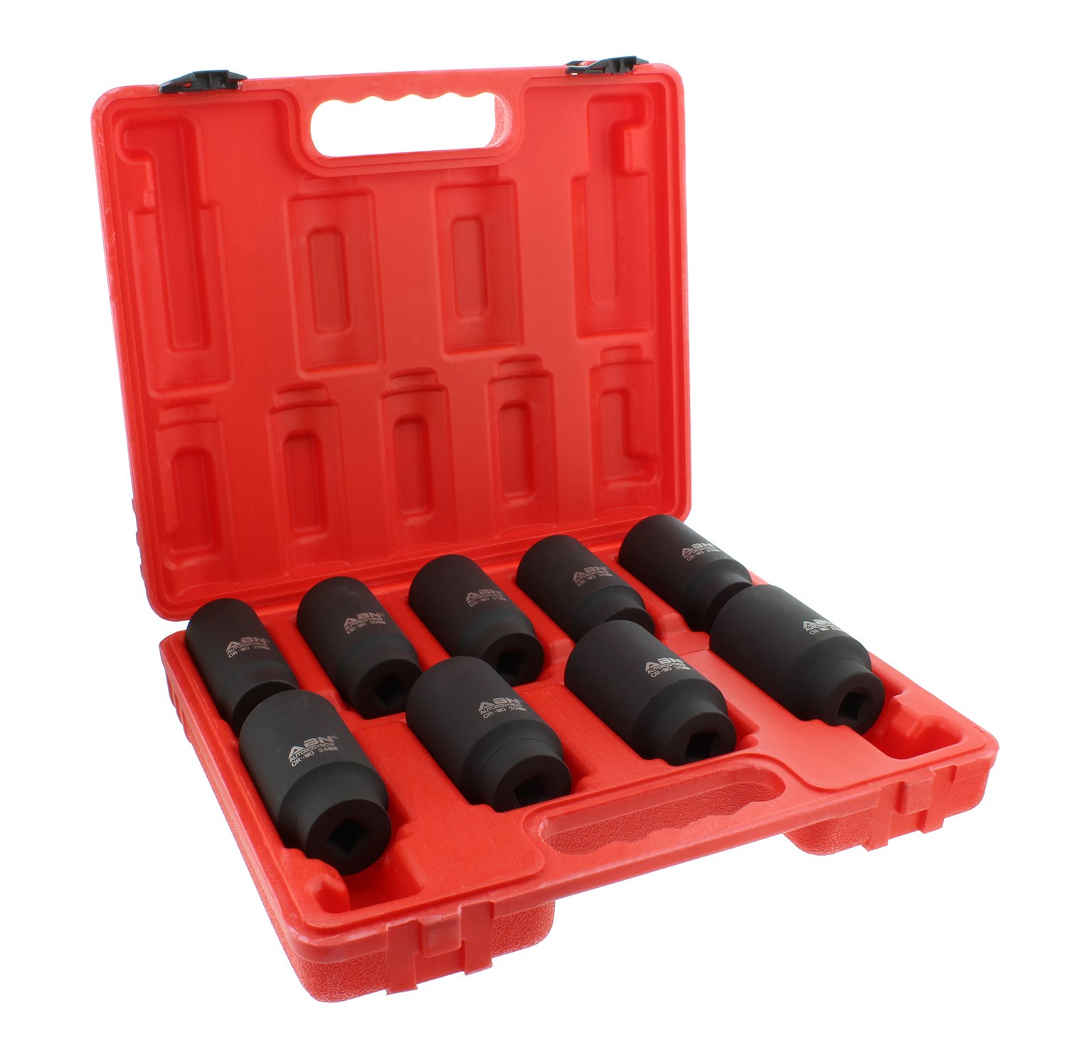 ABN 1/2in Drive 6 Point Spindle Thin Wall Axle Nut Socket 9-Piece ...