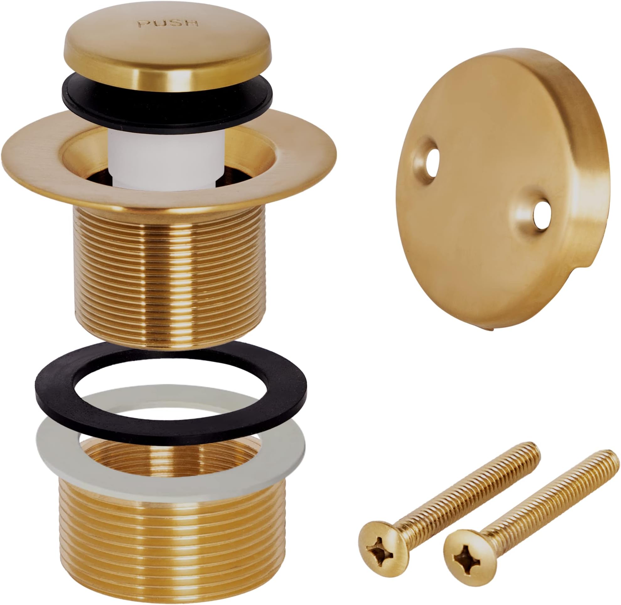 Amazon.com: 100% Brass Lift and Turn Bathtub Drain Set w/Overflow Plate ...