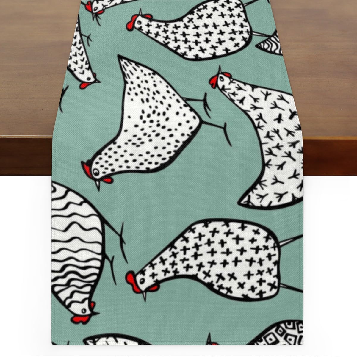 Amazon.com: Chicken Table Runner Linen Style 13x72 Inches Rustic ...