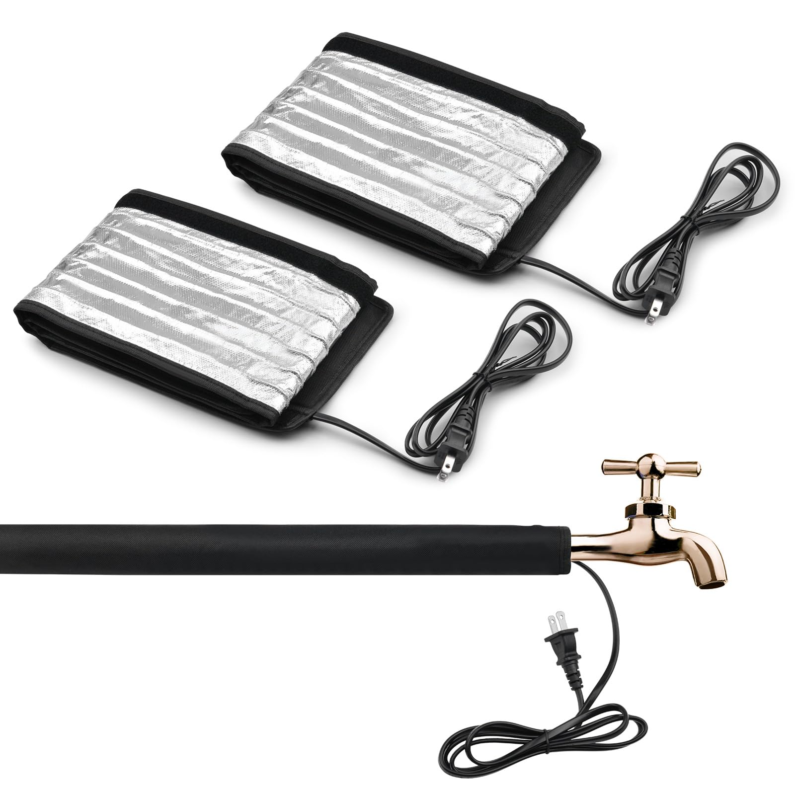 2 Pcs Water Pipe Heat Blanket, Stickable Waterproof Pipe Heat Tape 40 ...