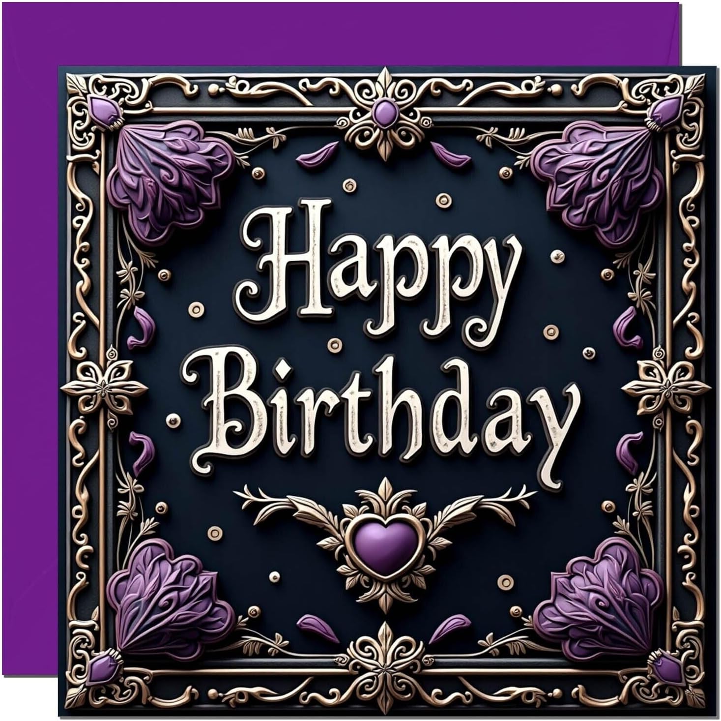 Amazon.com : Gothic Birthday Card - Purple Heart goth birthday card for ...