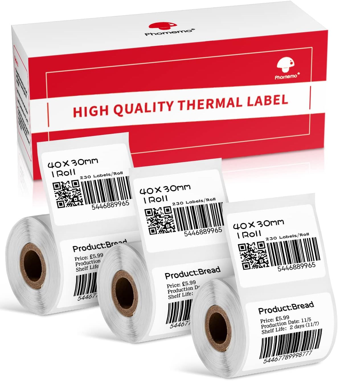 Phomemo 3 Rolls Thermal Label for M120/M110/M200/M220 Label Printer ...