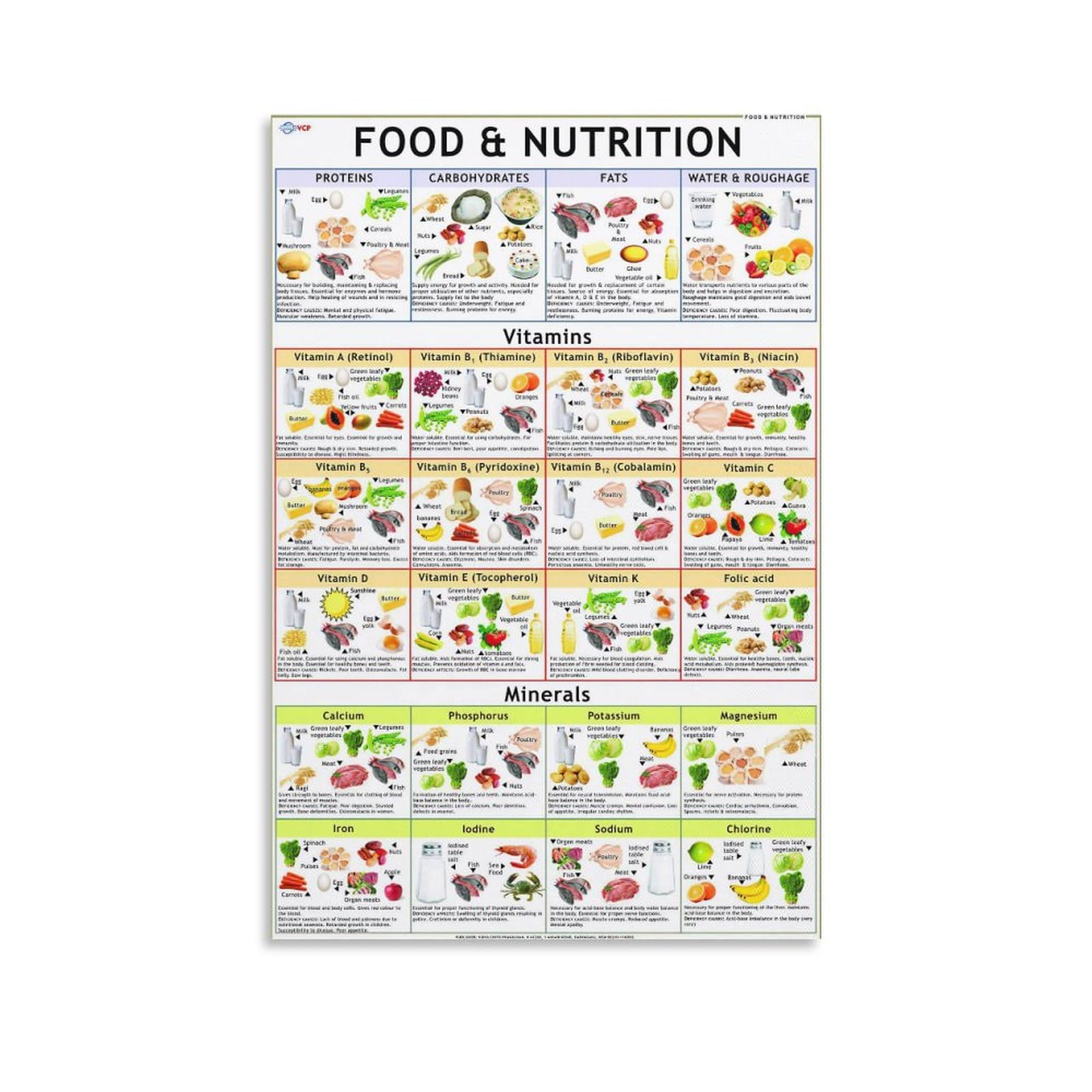 Amazon.com: Vitamins Chart Food Nutrition - Best Foods Nutrition Poster ...