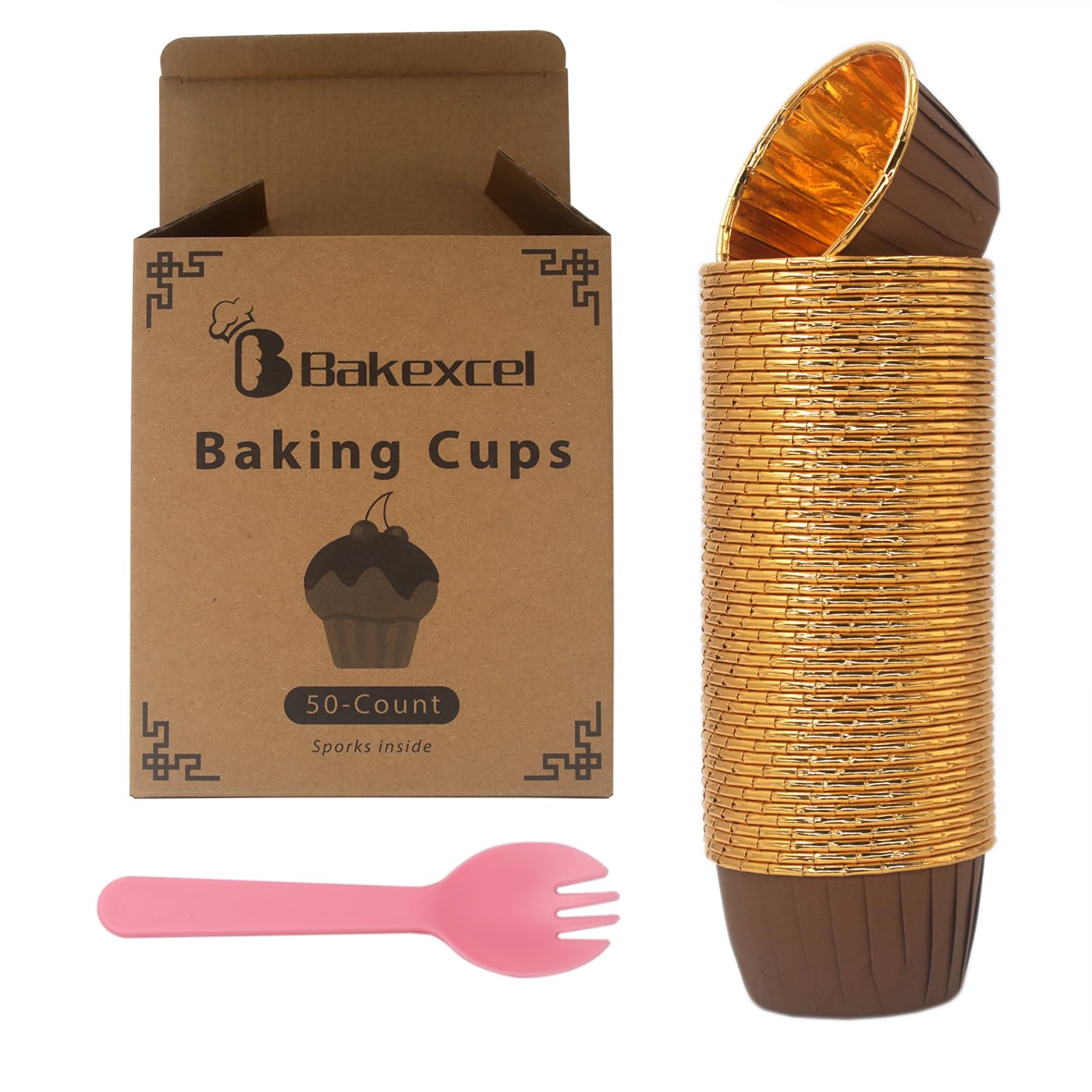 Amazon.com: Standard Coffee Foil Paper Baking Cups 50-Pack with 50 ...