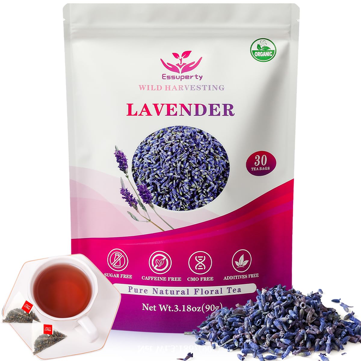 Amazon.com : Lavender Flowers Tea, 30 Teabags, 3g/bag- 100% Natural ...