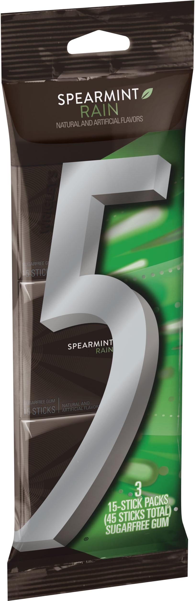 Amazon.com : 5 GUM Spearmint Rain Sugar Free Chewing Gum, 35 Stick Pack ...