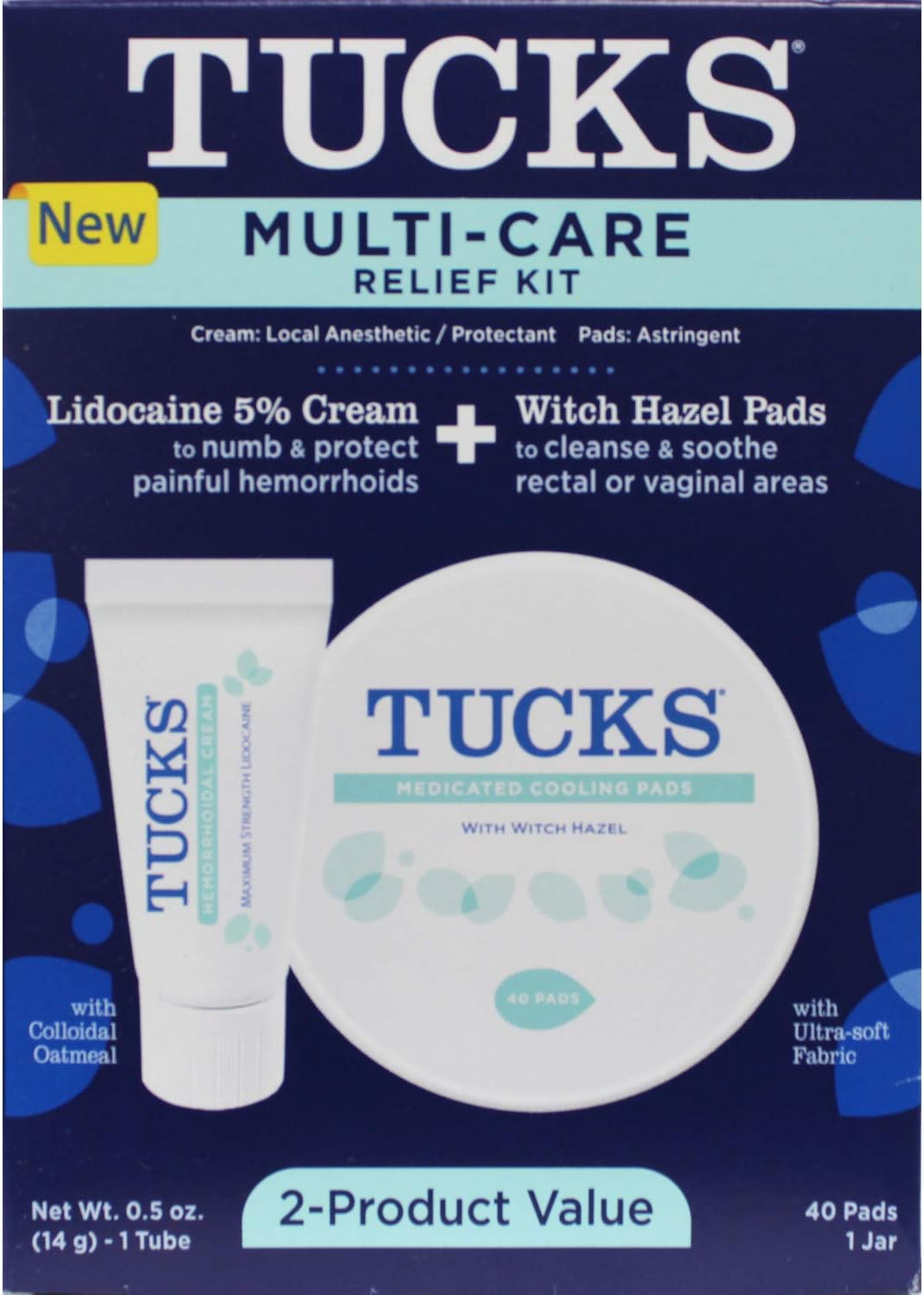 Amazon.com: TUCKS Multi-Care Hemorrhoids Relief Kit, 40 Witch Hazel ...