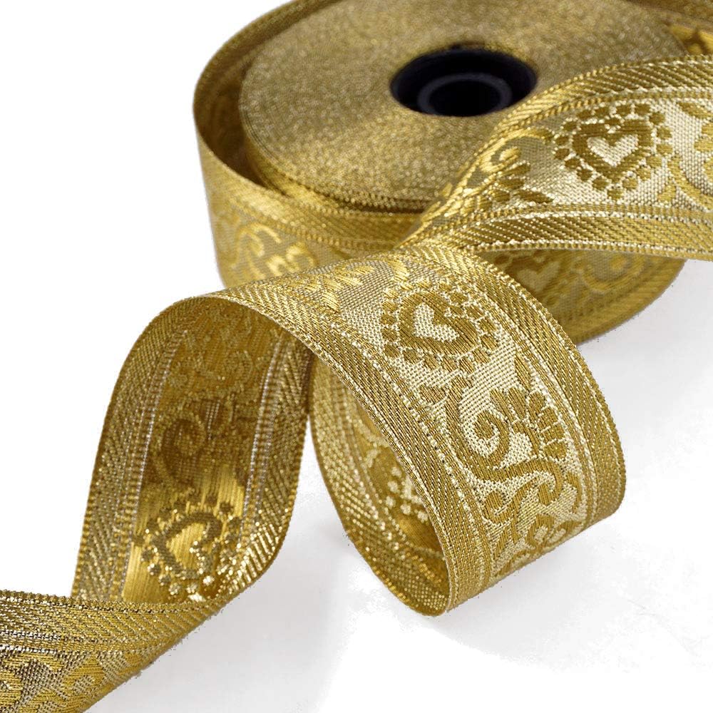 Amazon.com: 2-Yards 1-1/2" Metallic Gold Jacquard Ribbon Trim, SMB-077