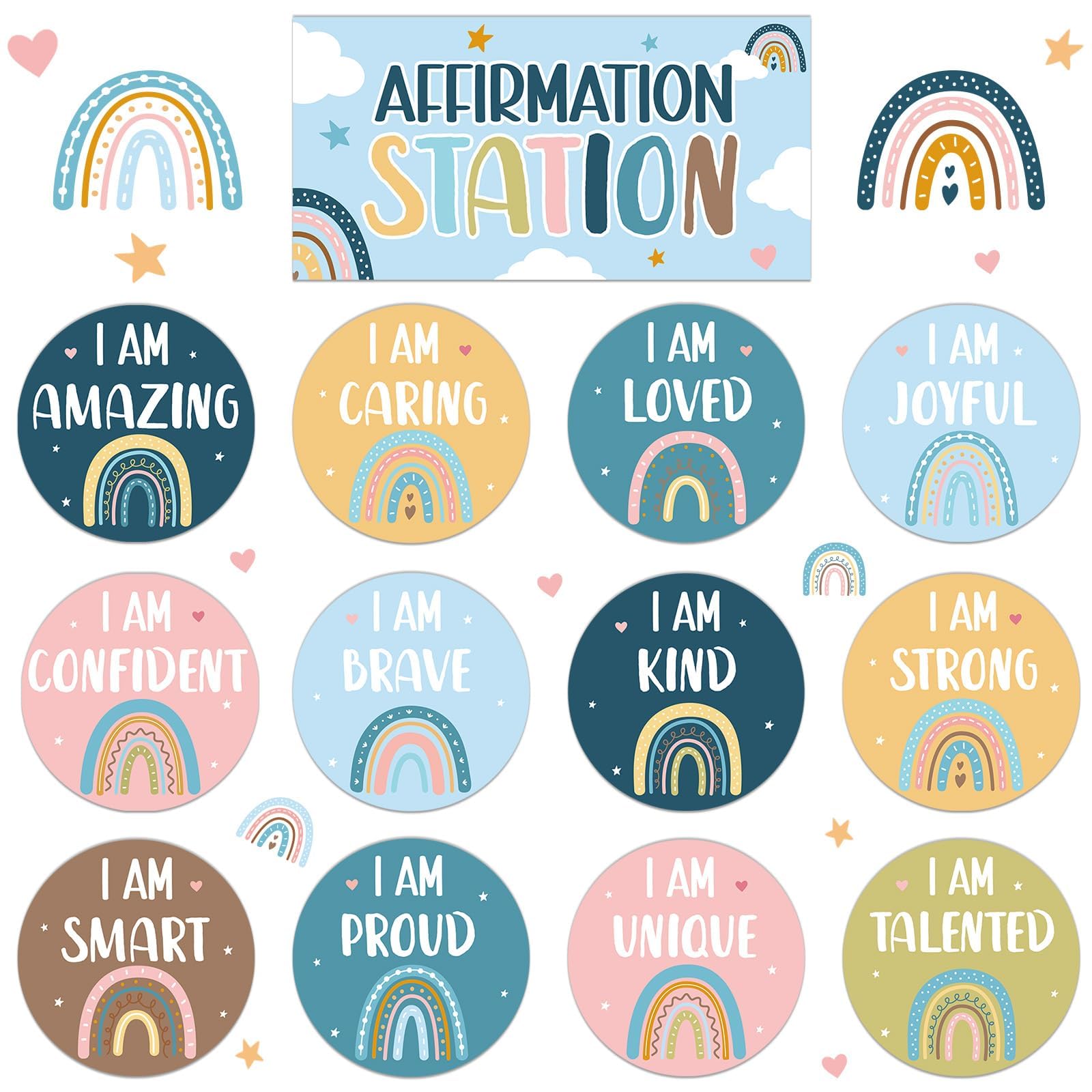 School Bulletin Board Decorations Set Boho Affirmation Station Bulletin ...