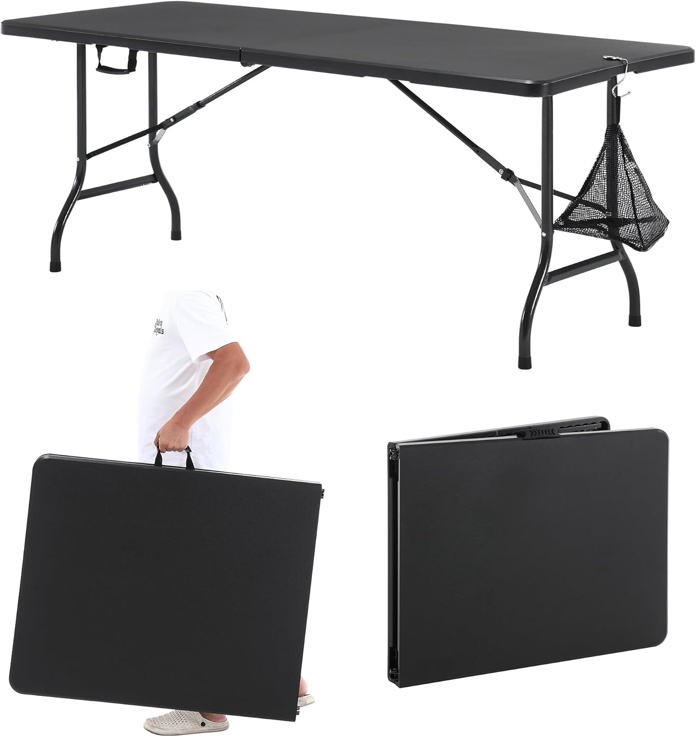 Amazon.com: VECELO 6Ft Plastic Folding Table Indoor Outdoor Portable ...