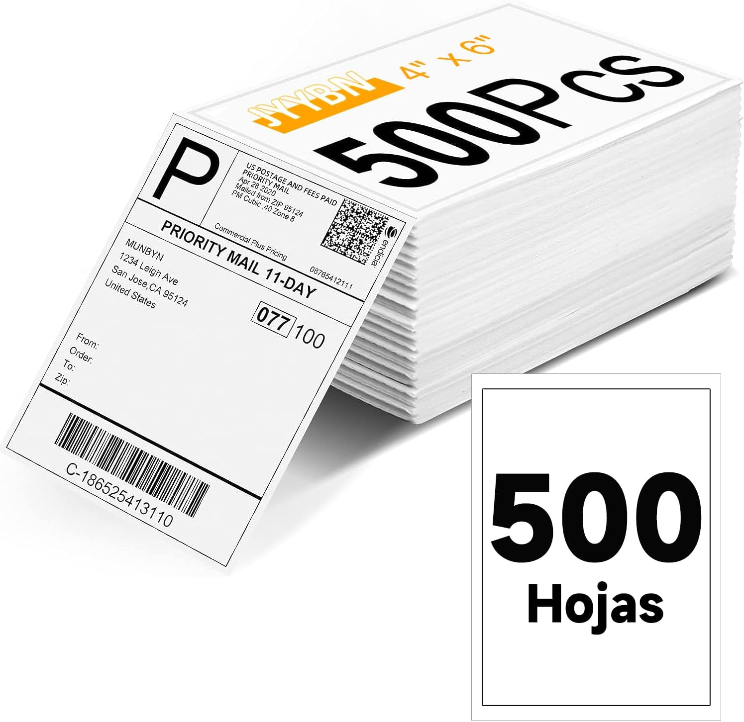 500 Etiquetas Térmicas Directas 4" x 6", Papel Adhesivo para Impresora ...