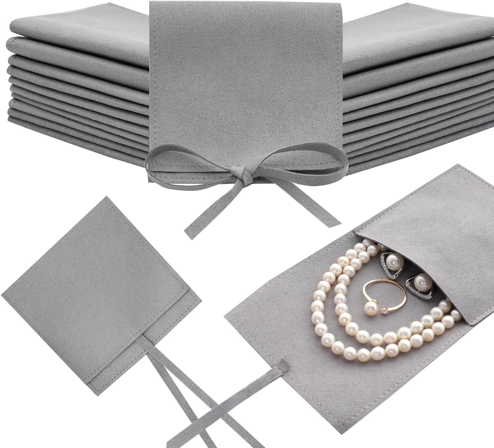 Amazon.com: Heliltd 12pcs Microfiber Jewelry Pouch 8x8cm Microfiber ...