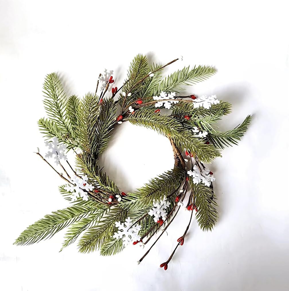 Amazon.com: Set of 2 Christmas Candle Rings, Snowflakes and Berries ...