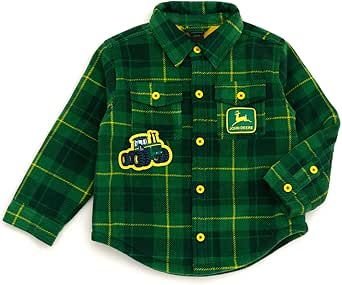Amazon.com: John Deere Tractor Plaid Flannel Shacket with Fleece Lining ...