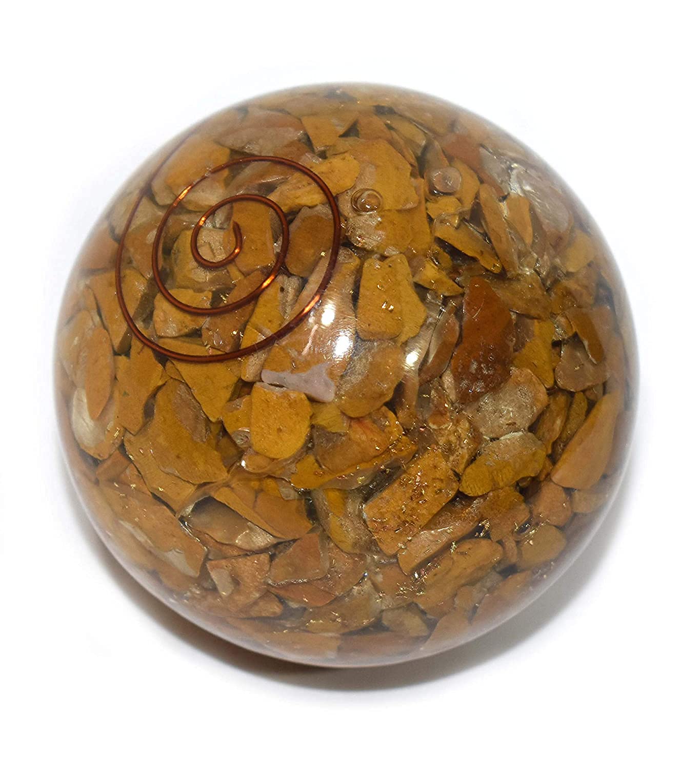 Buy KESAR ZEMS Yellow Jasper Orgonite Ball 60 Mm Energy Sphere Healing ...