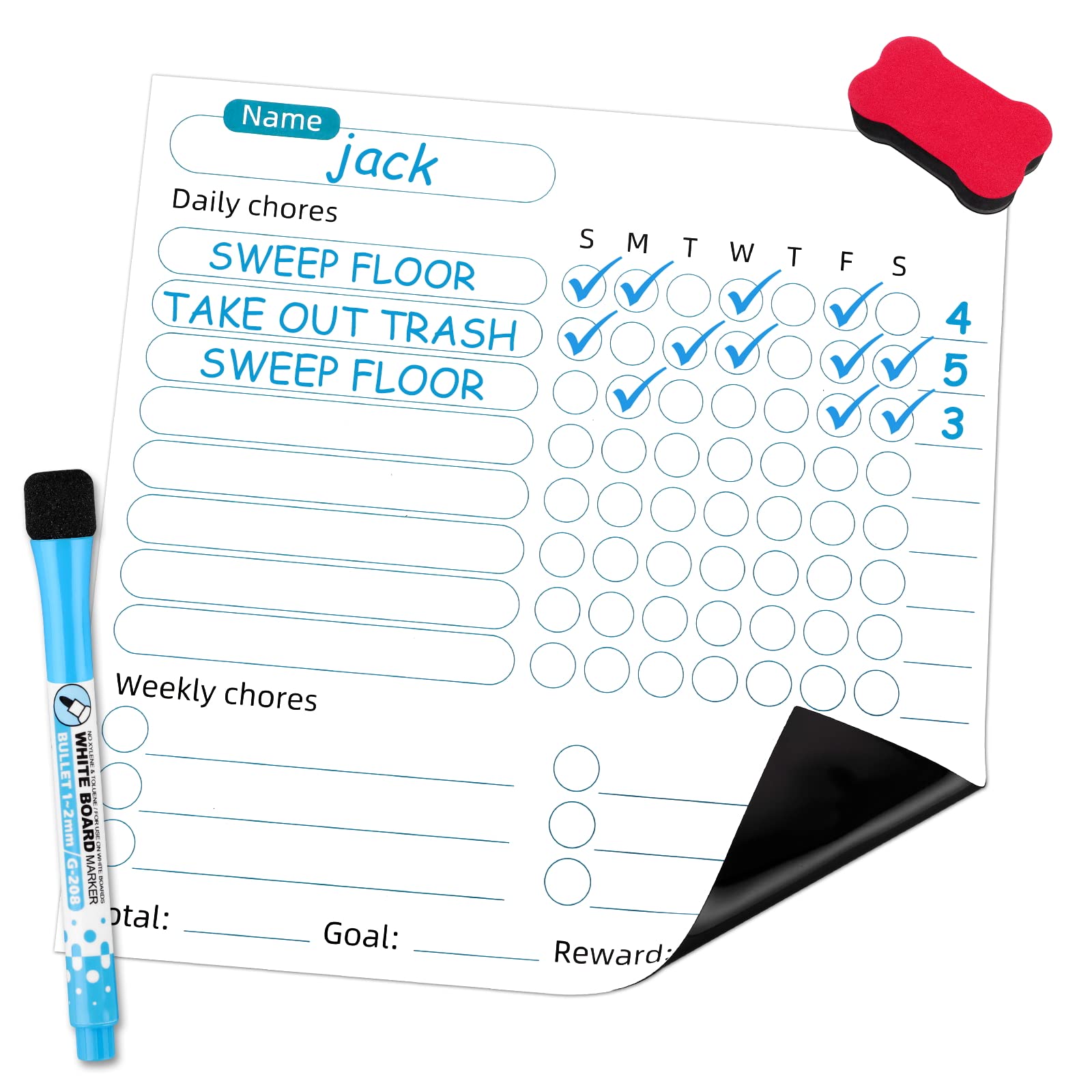 Buy GrevoseaChore Charts for Kids/adults, Dry Erase Chore Chart Reward ...