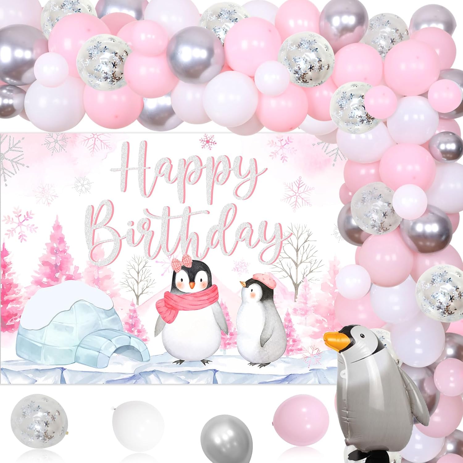 Amazon.com: Kreatwow Penguin Birthday Party Supplies Penguin Happy ...