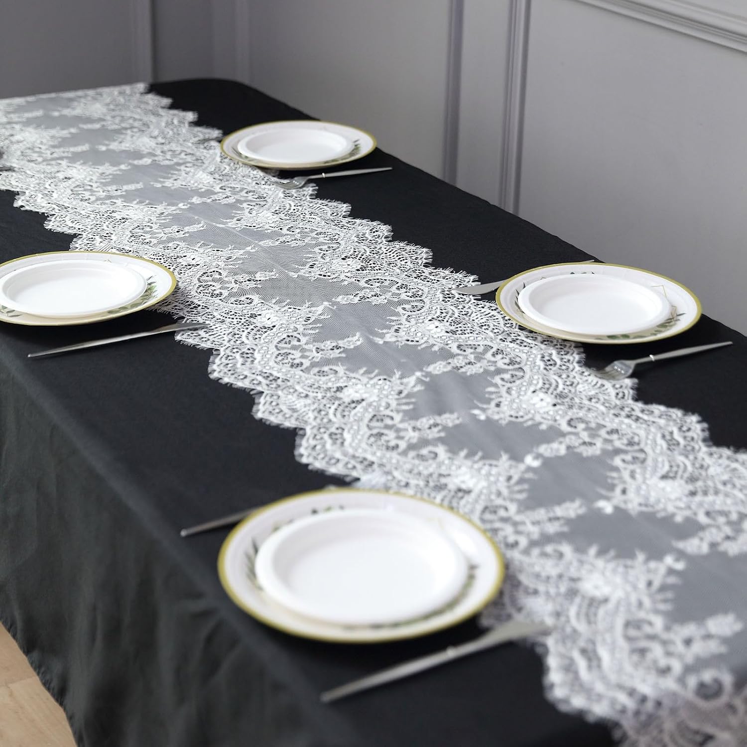 Amazon.com: Efavormart 15"x117" Ivory Premium Lace Table Runner Vintage ...