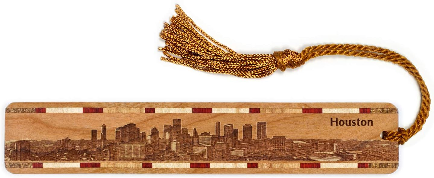 Amazon.com: Houston Texas City Skyline Engraved Wooden Bookmark with ...