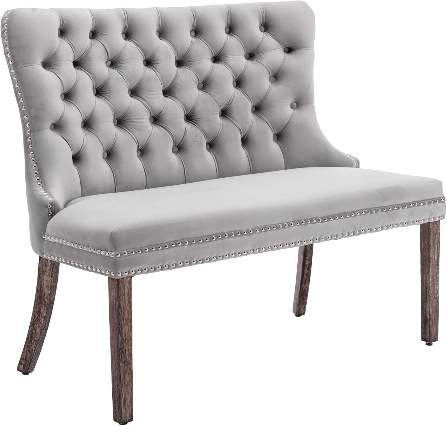civama Velvet Dining Bench with Back, Tufted Upholstered Loveseat ...