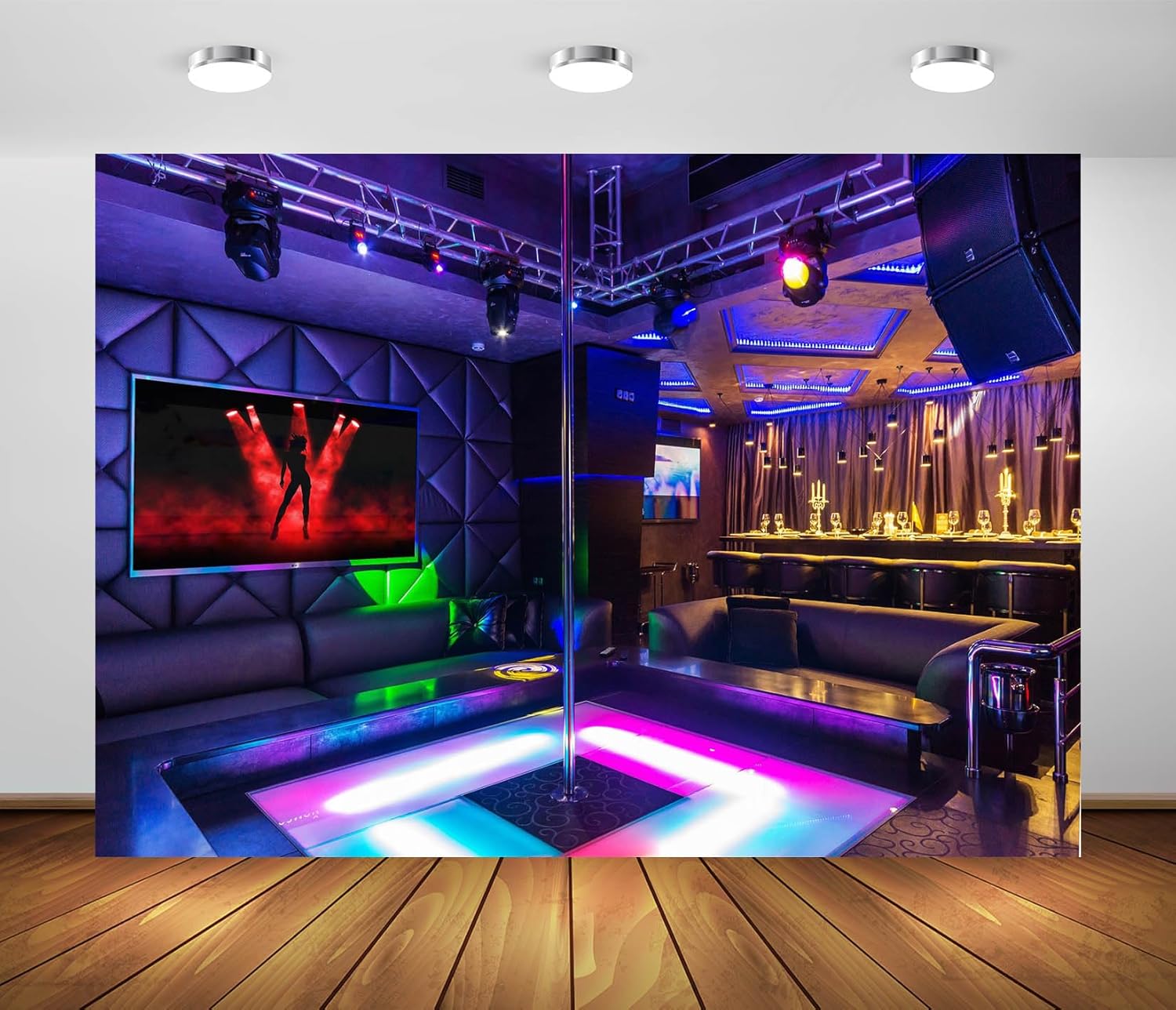 Amazon.com : BELECO 8x6ft Fabric Nightclub Dance Pole Backdrop Bar Club ...