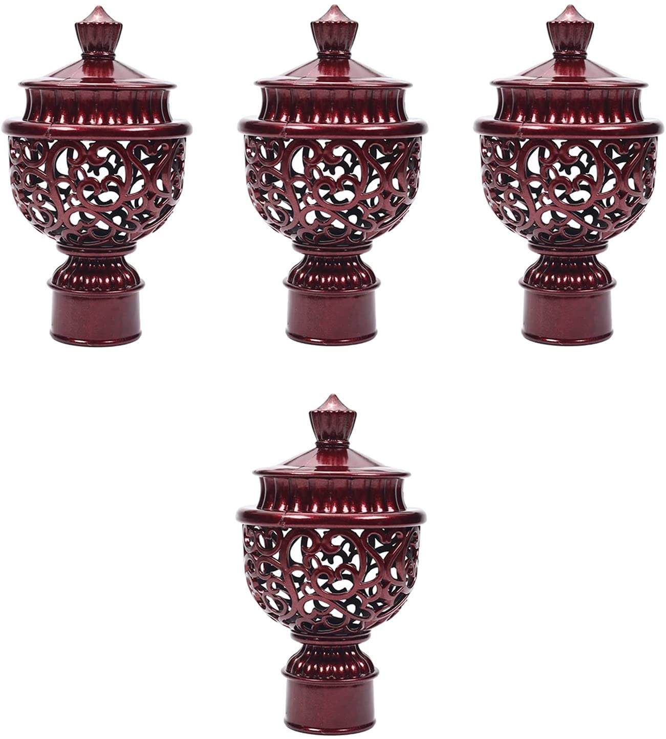 Utoolmart 4pcs Electrophoresis Red Curtain Rod Cap Finials Plastic ...