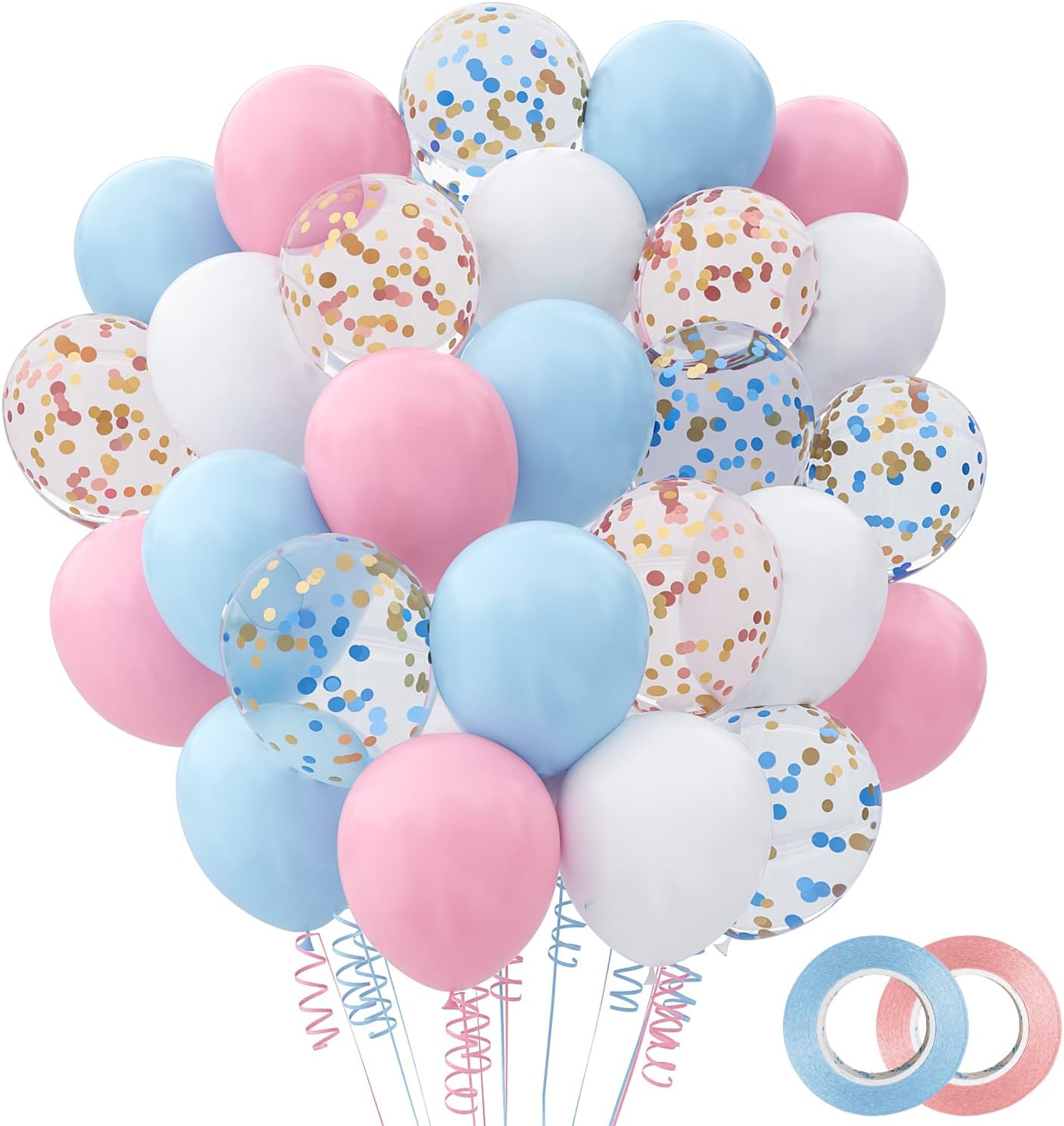 Amazon.com: RHGBINLI Pink Blue Balloons - 60 Pack 12 Inch Pink and Blue ...