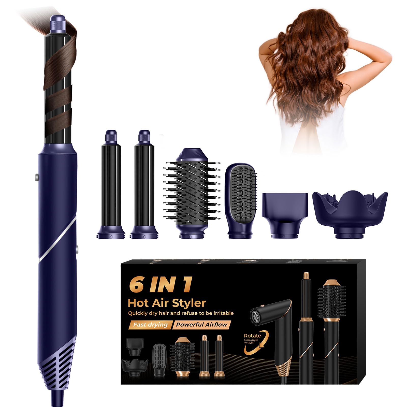 Amazon.com : 6 in 1 Blow Dryer Brush, Hair Dryer with Diffuser for ...