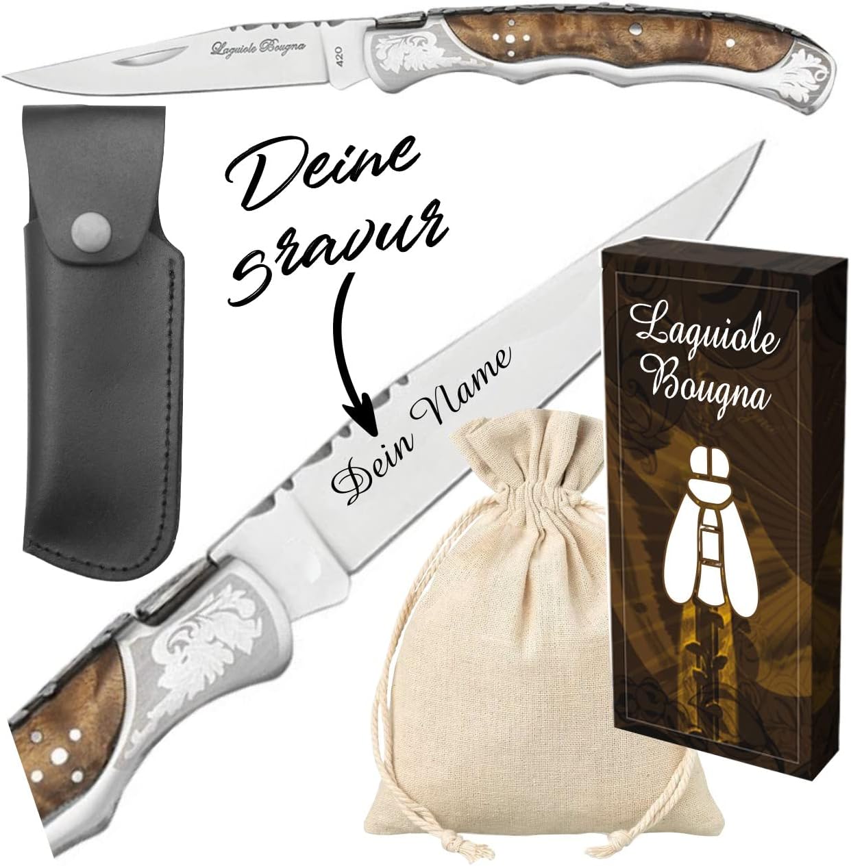Gravure Events Laguiole Klappmesser personalisiert - mit Wunsch Gravur ...