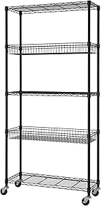 Amazon.com: TRINITY 5-Tier Commercial Wire Shelving Rack With Baskets ...