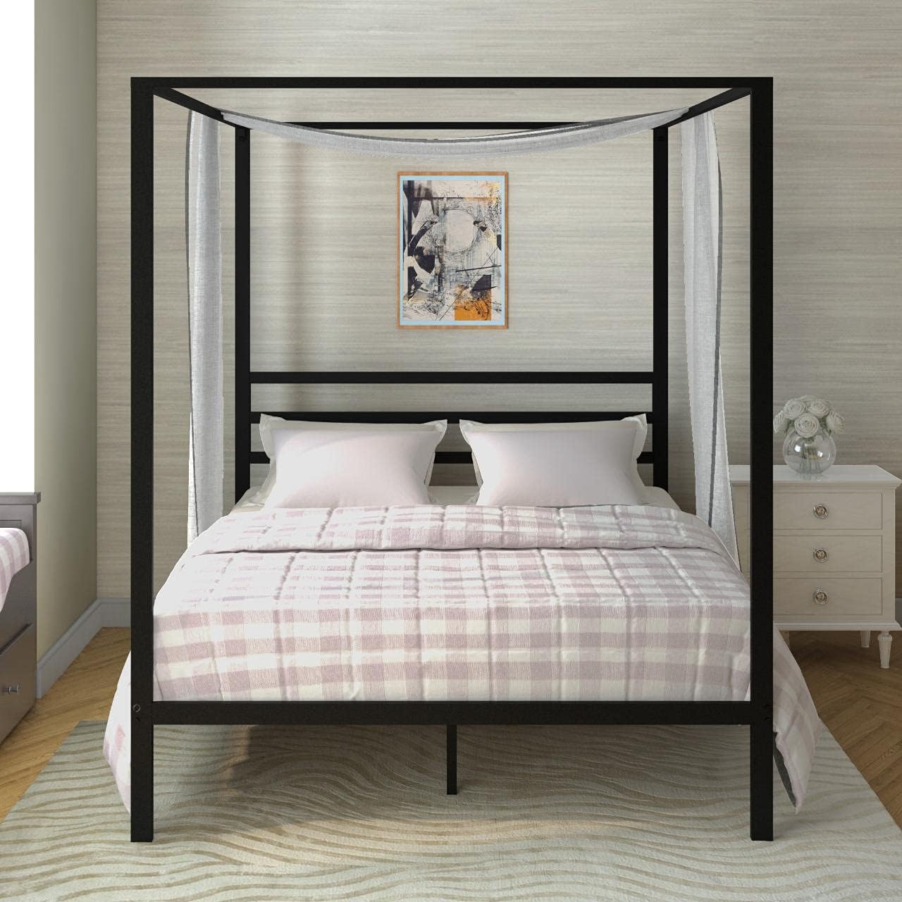 Amazon.com: AMBEE21 Golden Gate Beds Canopy Full Metal Bed Frame with ...