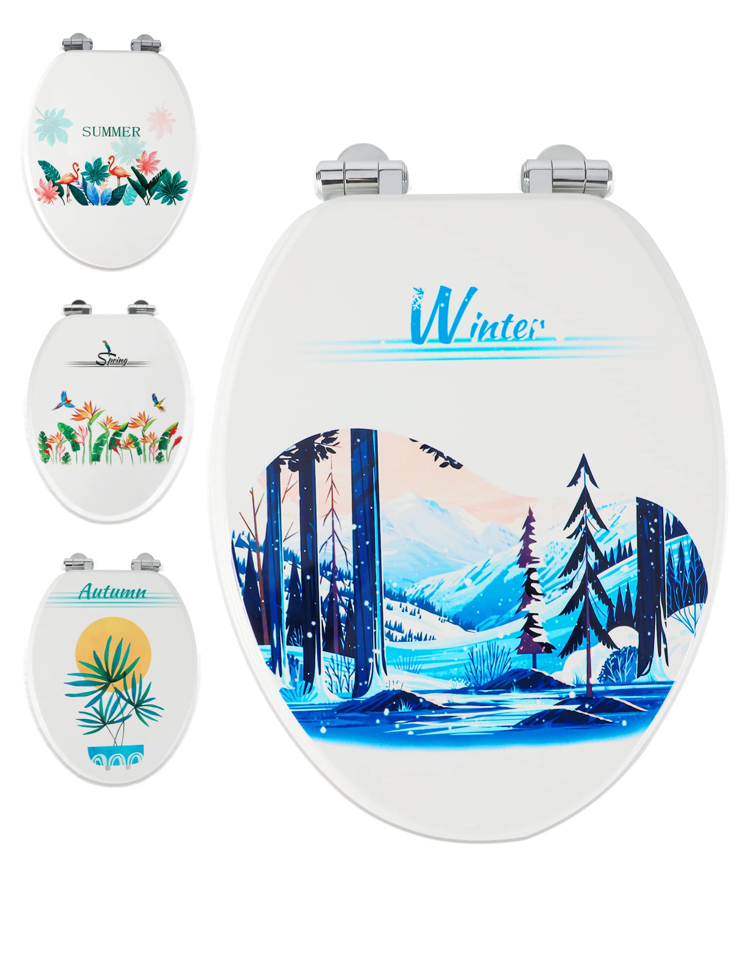 Wood Toilet Seat Elongated with Soft Close Quick Release Hinges Custom ...