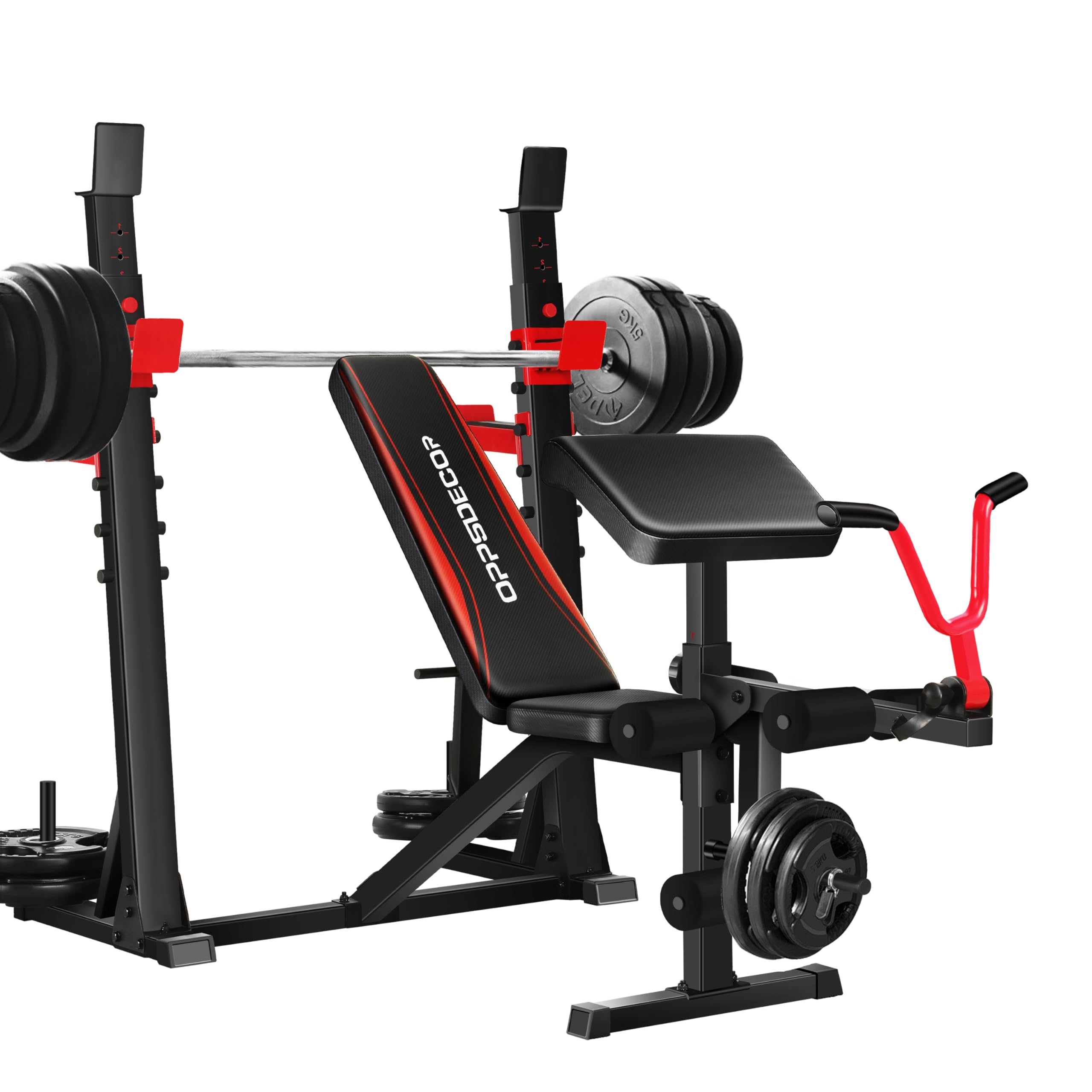 Amazon.com : OPPSDECOR 900LBS Weight Bench with Squat Rack, Olympic ...