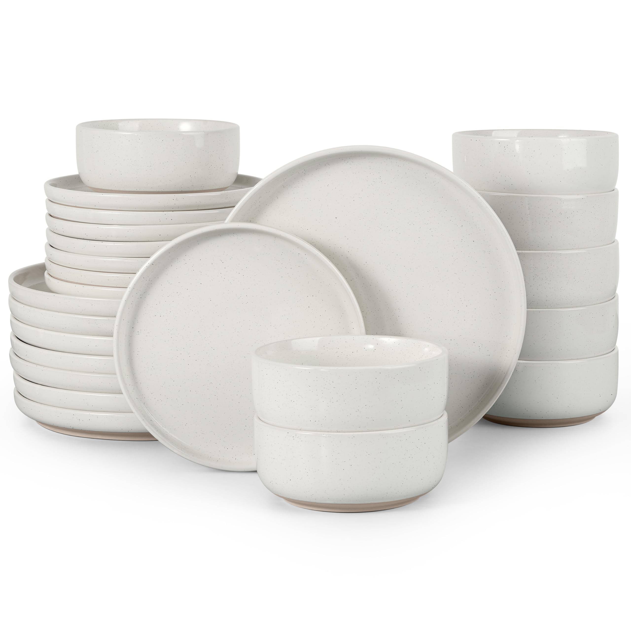 Snapklik.com : Stoneware Dinnerware Sets, 24-Piece Plates And Bowls Set ...