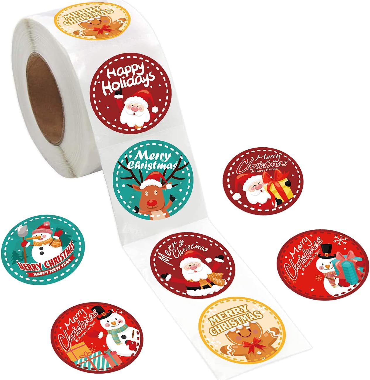 Amazon.com: 500 PCS Merry Christmas Stickers, 1" Christmas Tags ...