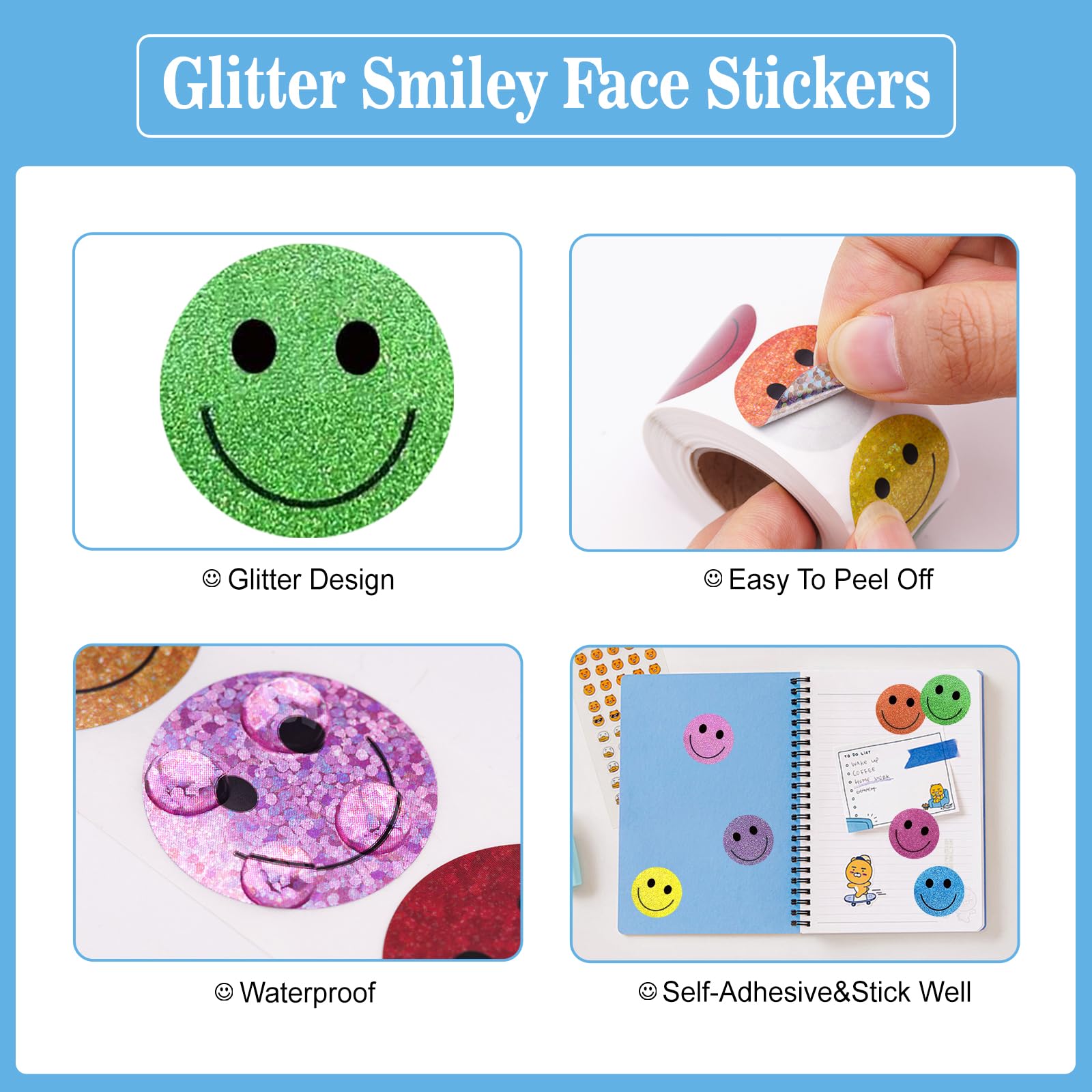 Smiley Stickers For Kids 1200 Pcs Happy Smiley Face Stickers For Kids,