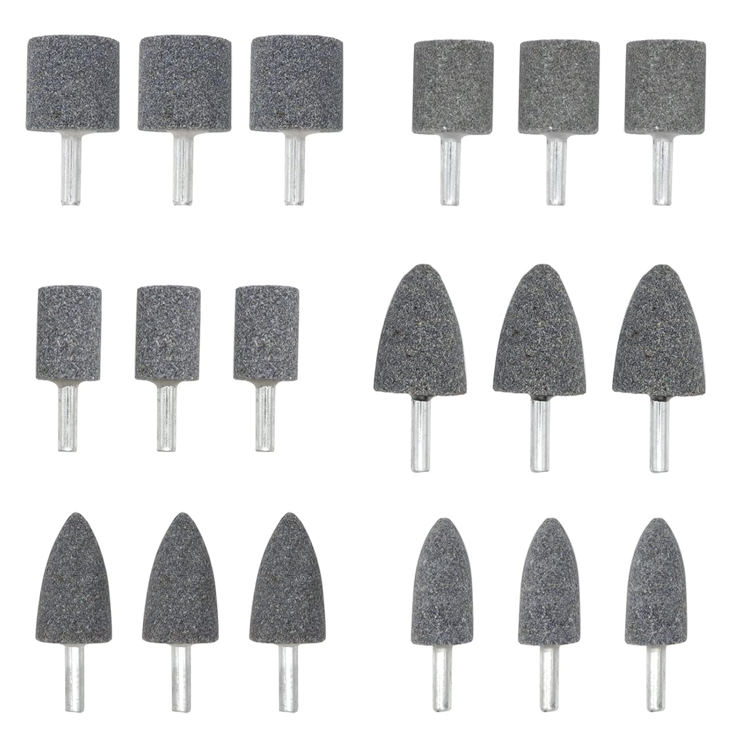 18 Pieces 2 Different Shapes Head Mounted Stone Point Abrasive Grinding ...
