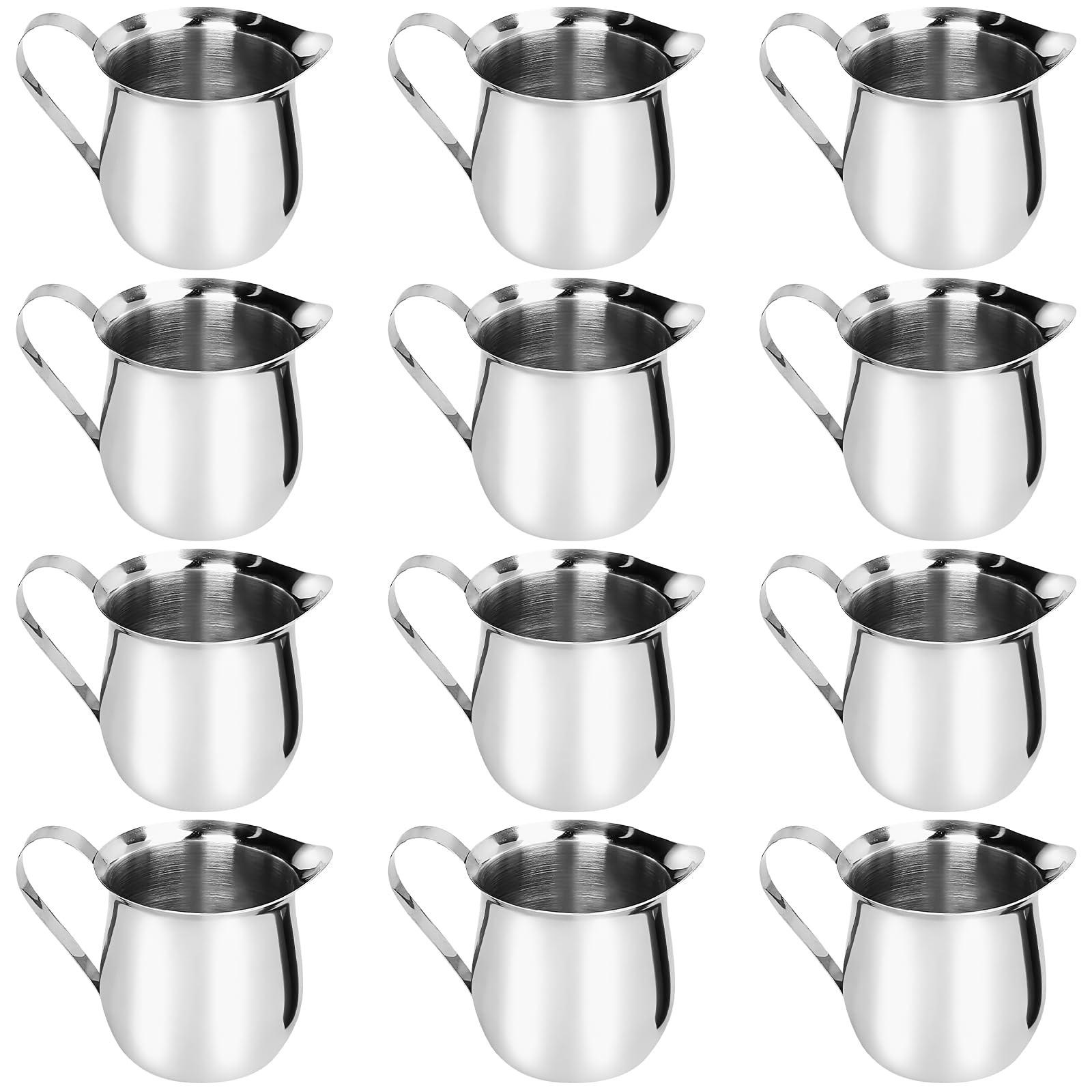 12 Pack Creamer Pitcher, 3 oz Stainless Steel Bell Creamer Container ...
