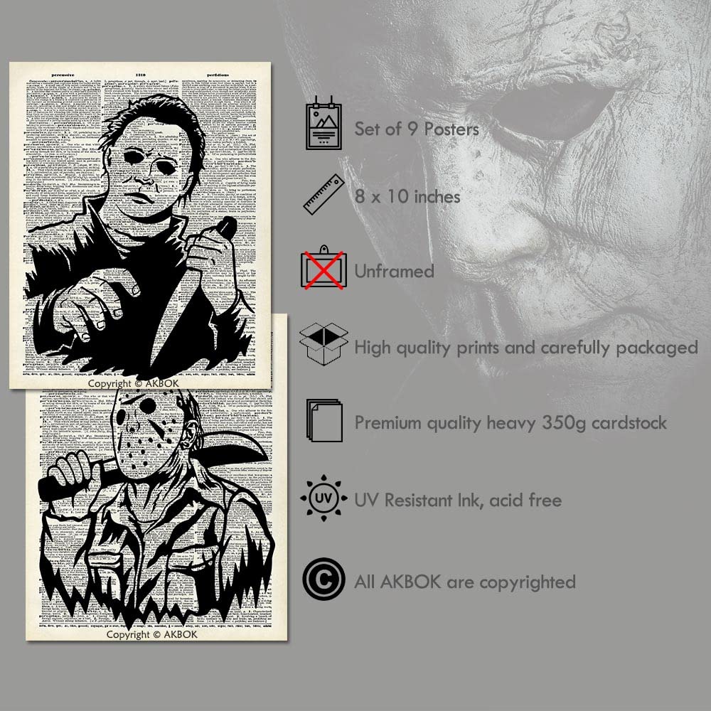 AKBOK Original Horror Movie Character Dictionary Art Print – Vintage ...