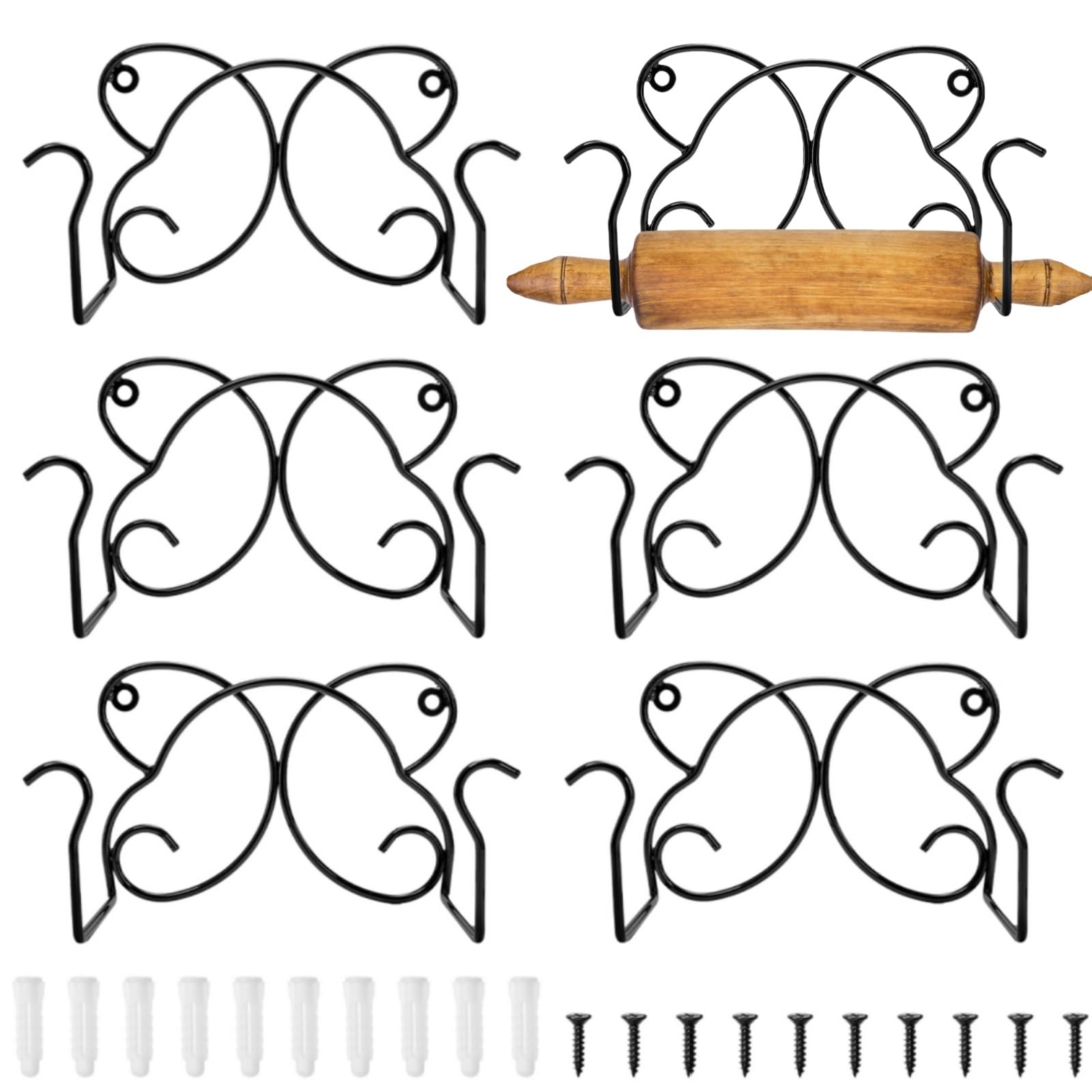 Amazon.com: ZAVOOS 5 Pack Rolling Pin Holder, Wall Mount Roller Display ...