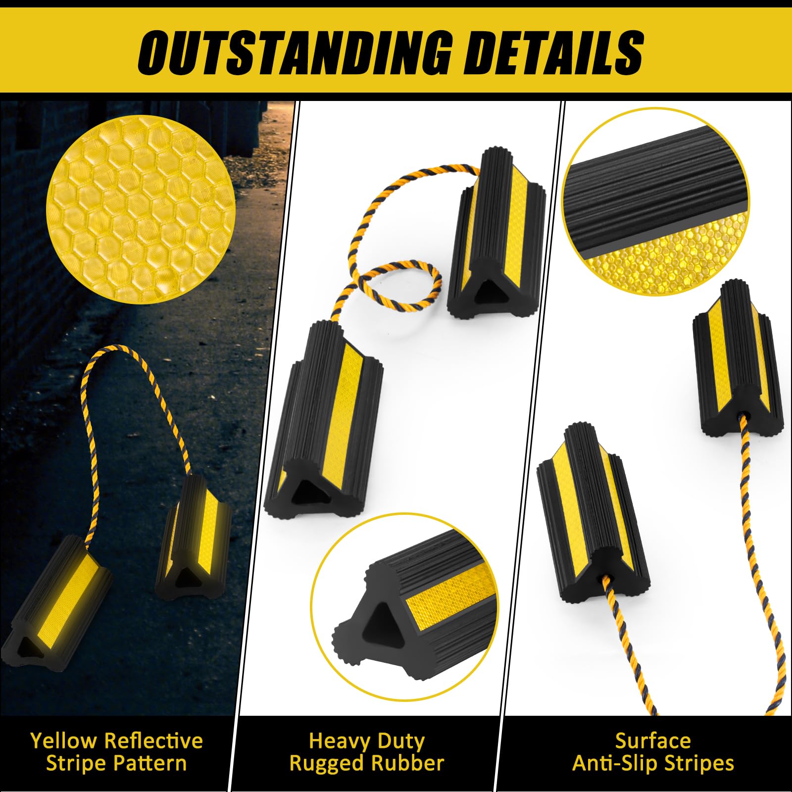 Wheel Chocks For Car ROBLOCK Heavy Duty Wheel Chocks - Rubber Wheel ...