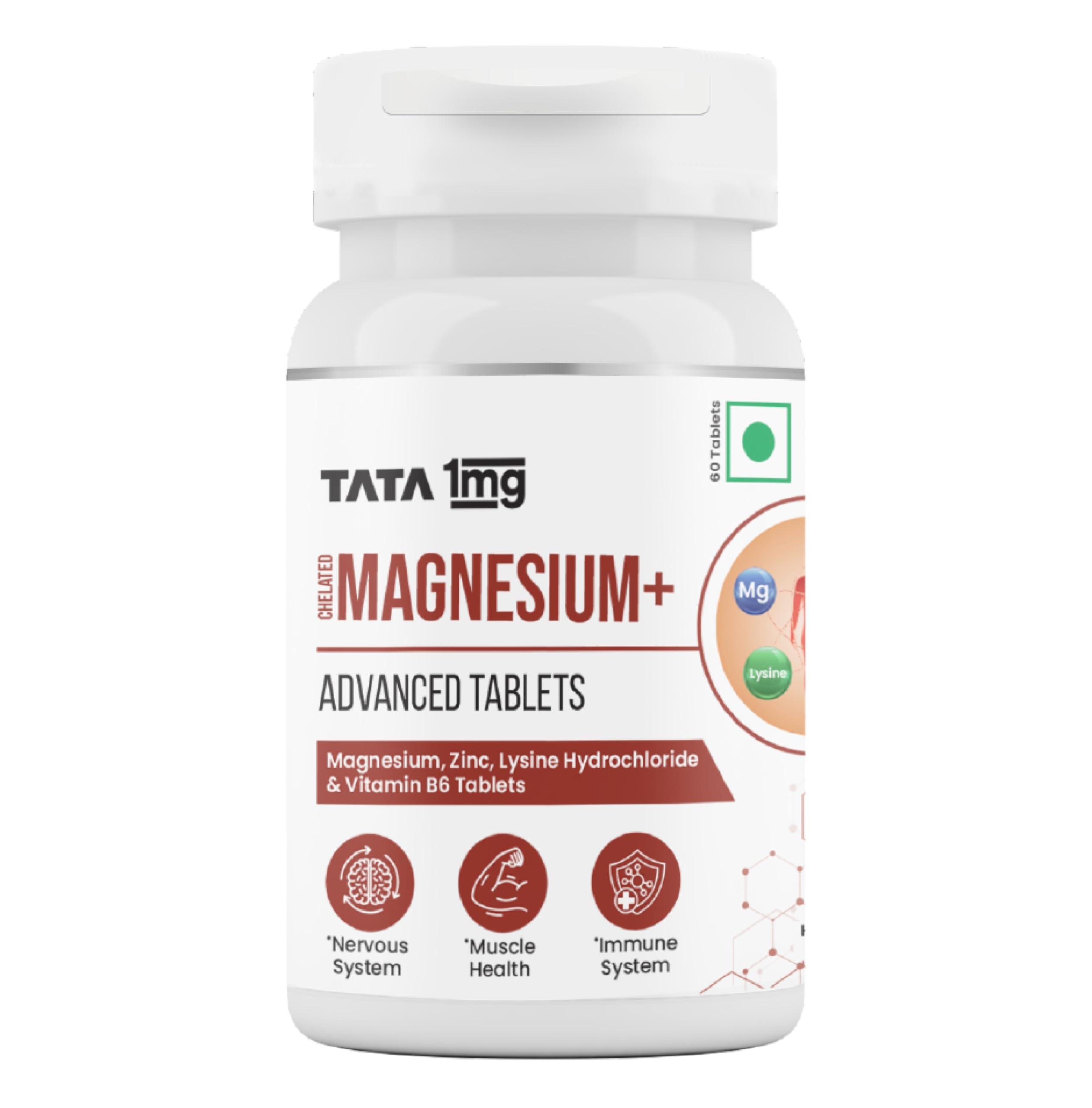 Tata 1mg Chelated Magnesium Plus Tablet with Zinc, Vitamin B6, Helps To ...