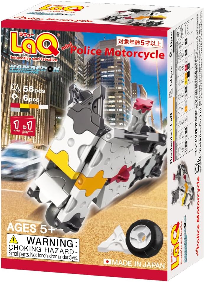 Amazon.com: LaQ Hamacron Constructor Mini Police Motorcycle | 56 + 6 Pieces | Age 5+ | Creative ...