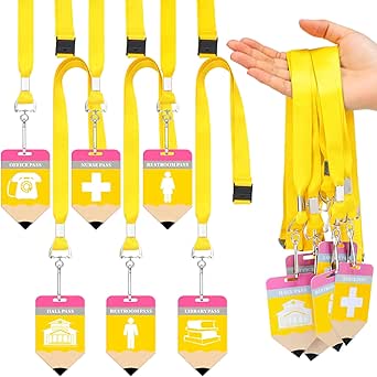 Amazon.com: Kosiz 6 Sets Hall Pass Lanyards and School Passes Set for ...